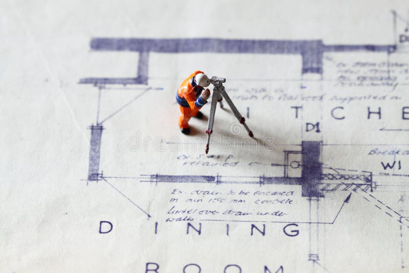 Model Construction Worker Building Plans C Stock Image - Image of male ...