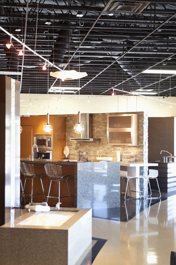 Model of Contemporary Kitchen in Store Stock Image - Image of ...