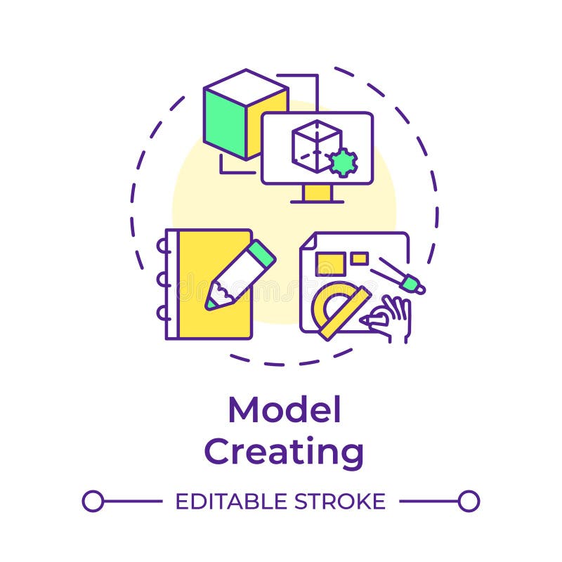 Model Creating Multi Color Concept Icon Stock Vector - Illustration of ...