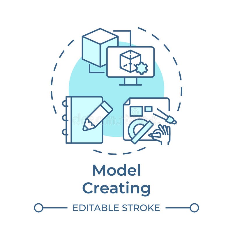 Model Creating Soft Blue Concept Icon Stock Illustration - Illustration ...
