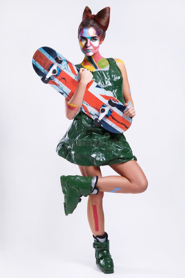 Model in Creative Comics Character Image with Pop Art Makeup Stock ...