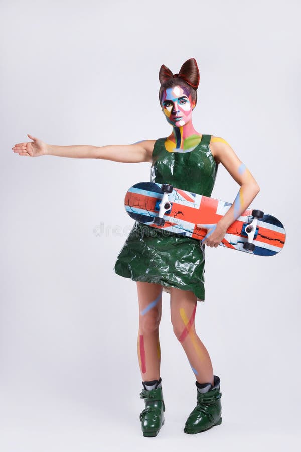 Model in Creative Comics Character Image with Pop Art Makeup Stock ...