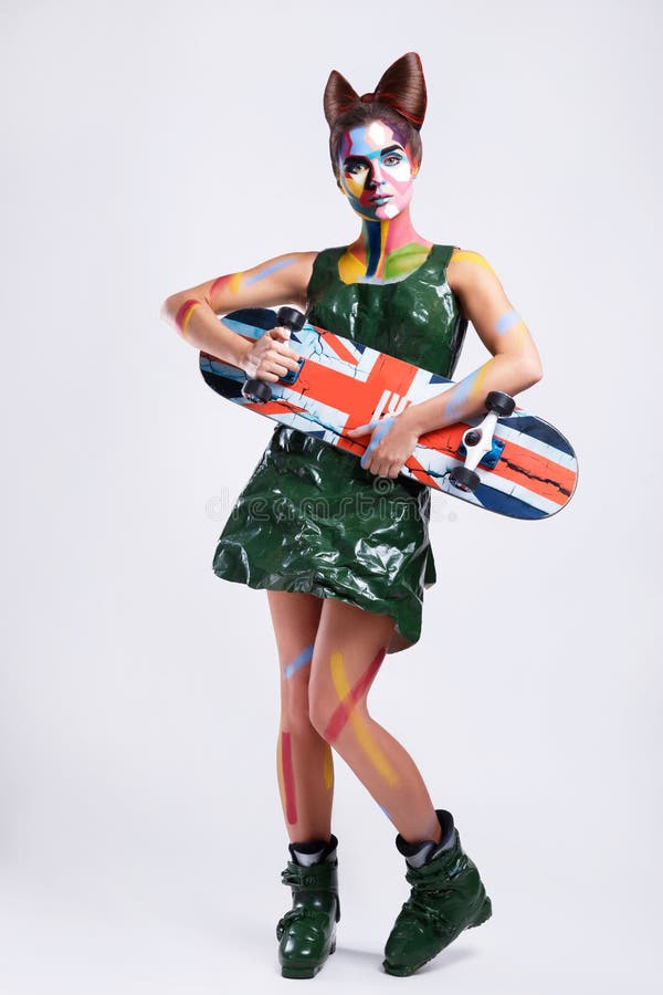 Model in Creative Comics Character Image with Pop Art Makeup Stock ...