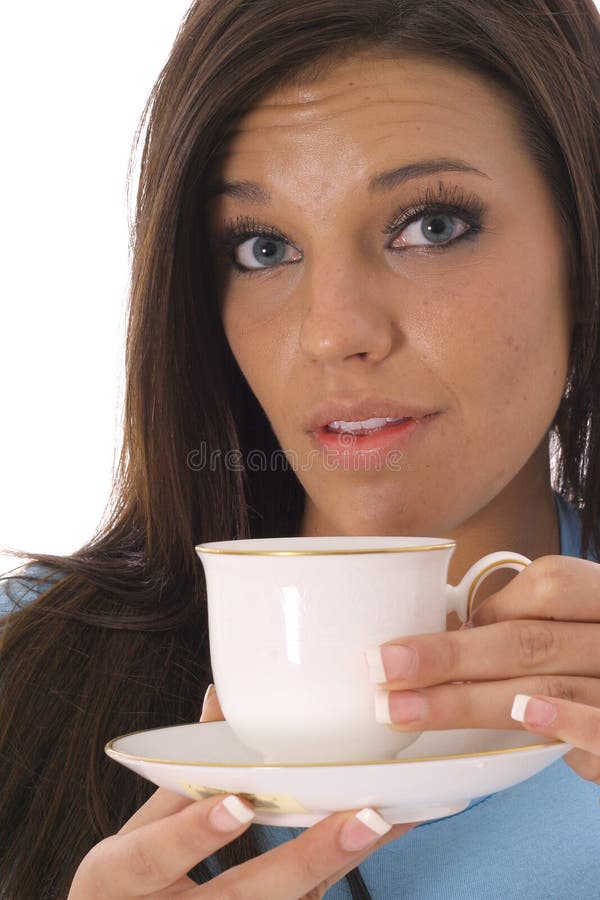 Model with cup of tea stock image. Image of girl, pretty - 14753863