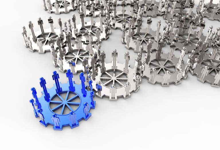 Model of 3d Figures on Connected Cogs Stock Illustration - Illustration ...