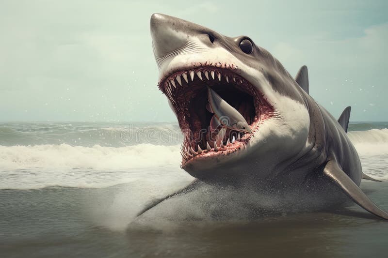 Model of a Dangerous Predatory White Shark with Prey in Mouth AI Stock ...