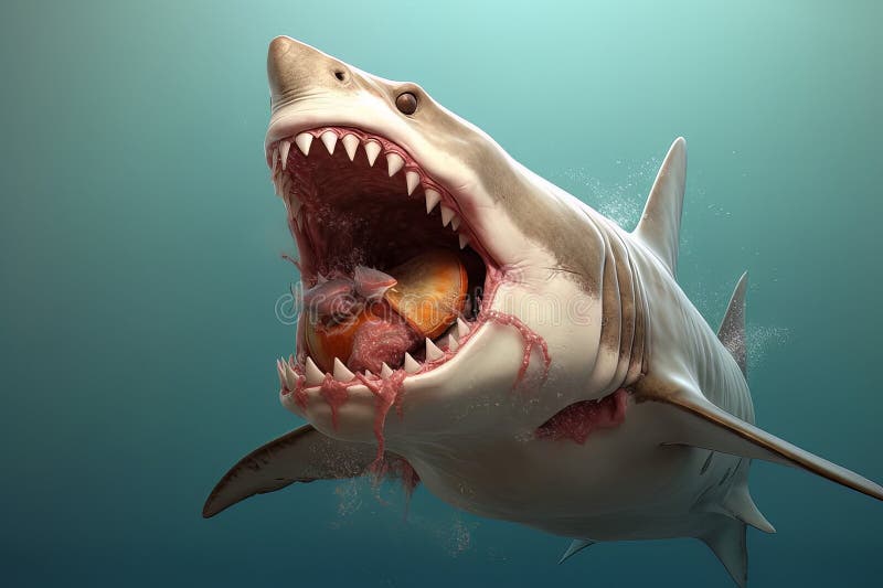 Model of a Dangerous Predatory White Shark with Prey in Mouth AI Stock ...