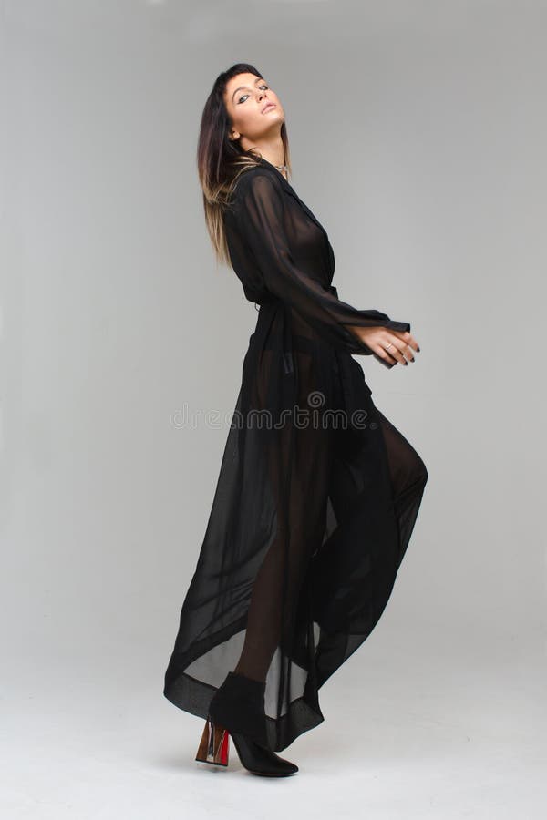 Model Diaphanous Nightie Playfully Looking Camera Stock Image - Image ...