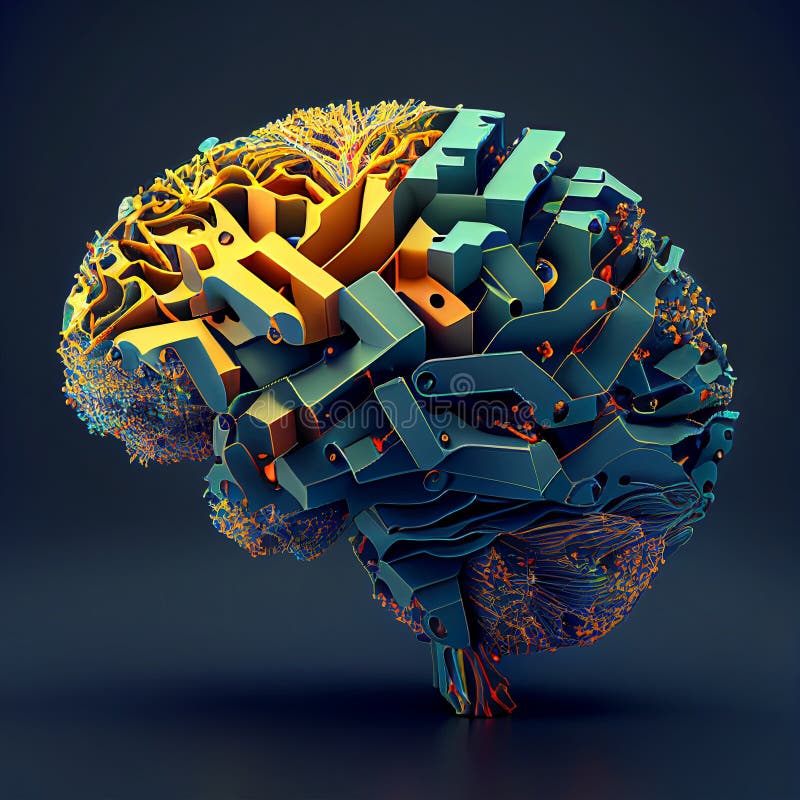 Model of Digital Brain on Dark Background. Artificial Intelligence ...
