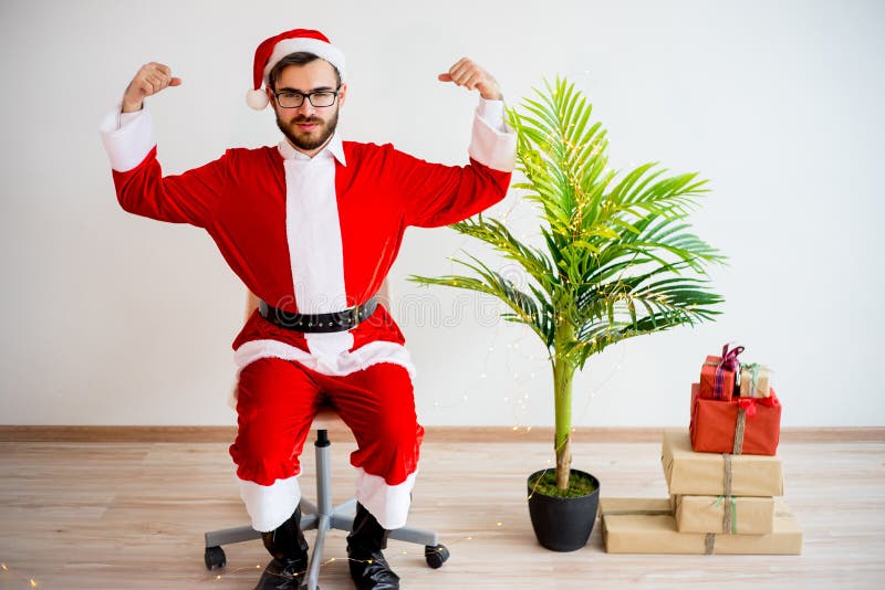 Model Dressed As Santa Claus Stock Image - Image of cheerful, model ...