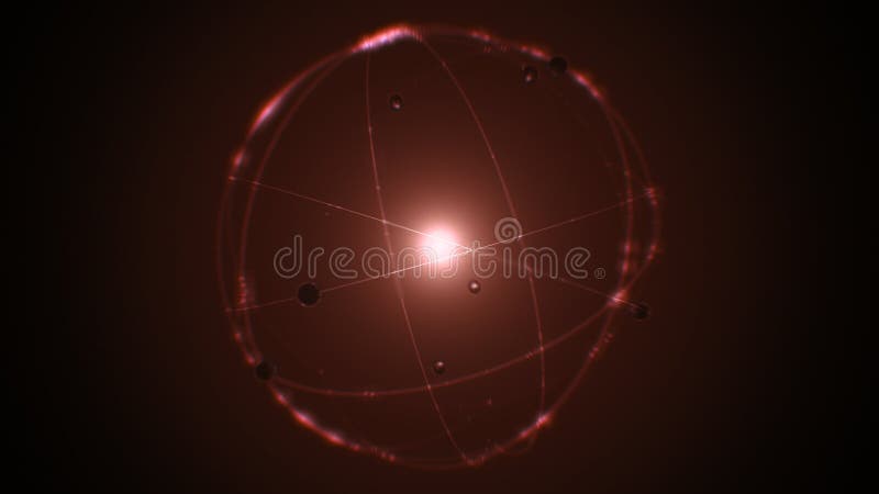 Model of Dynamic Energetic Atomic Nucleus and Electrons Red Stock Image ...