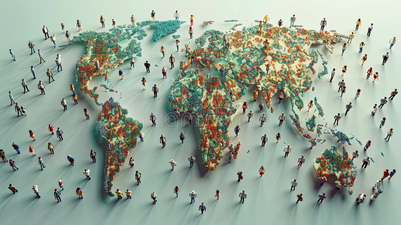 A Model of the Earth& X27;s Continents on Which Human Figurines Walk ...