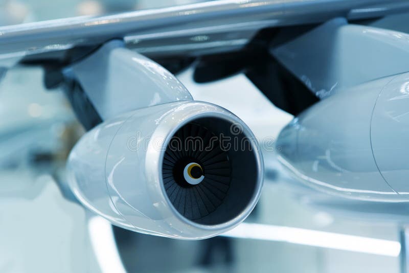 Model of the Engine of a Passenger Airliner. Close-up Stock Image ...