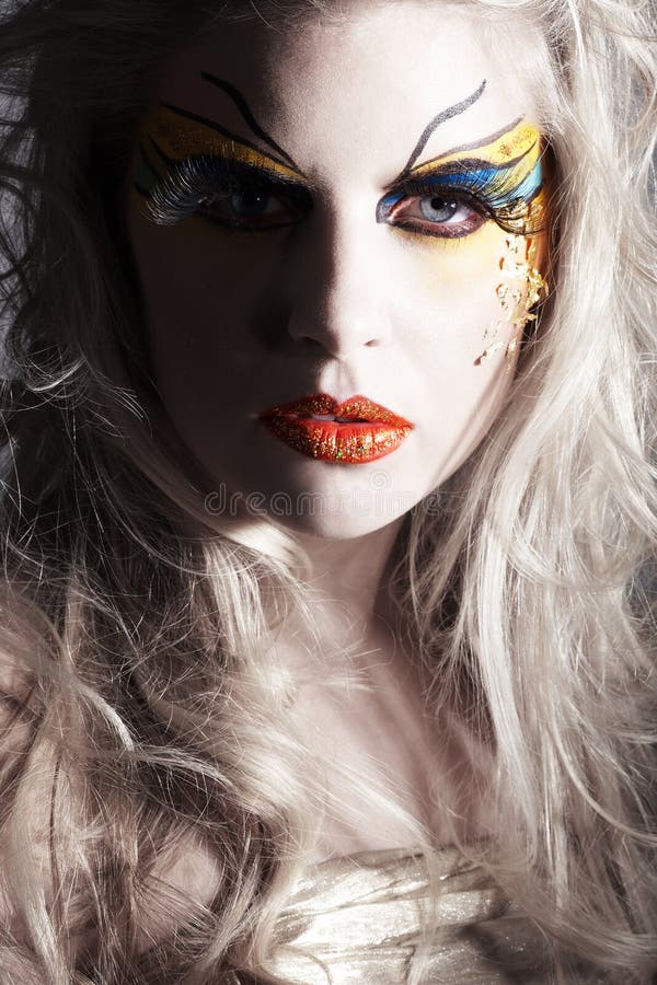 Model Face with Bodypainting Stock Photo - Image of cosmetic ...