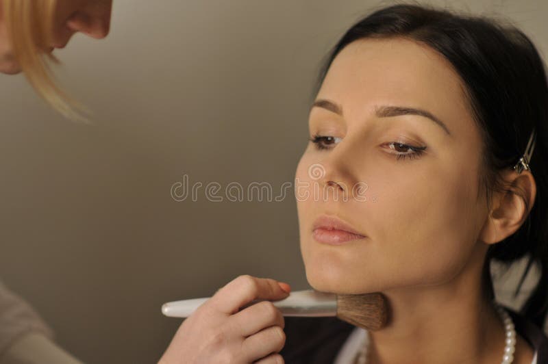 Model Face Close-up during Professional Makeup Pro Stock Photo - Image ...
