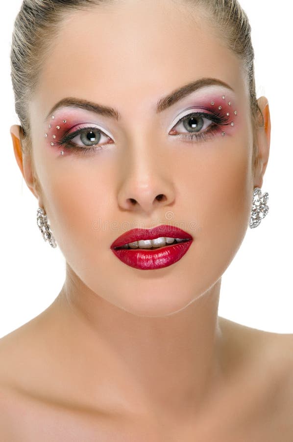 Model Face, Lips Make-up, Earring Stock Photo - Image of model, female ...