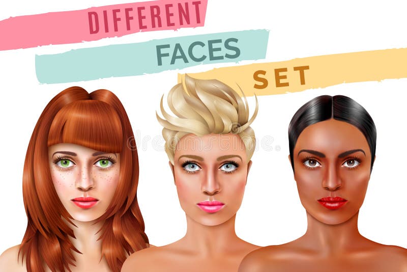 Model Face Set stock vector. Illustration of decorative - 211464749