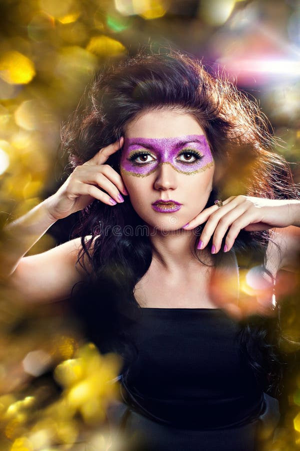 Model with Fantasy Glitter Make-up Stock Image - Image of face, female ...