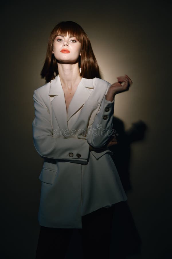 Model in Fashion Clothes Look at the Camera Studio Stock Image - Image ...