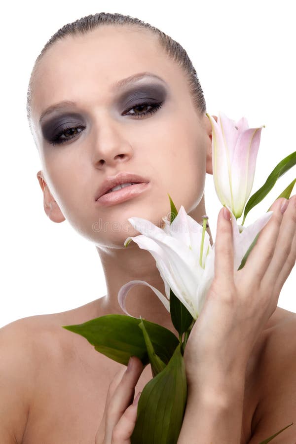 Model with flower stock image. Image of slavonic, sensuality - 10311149