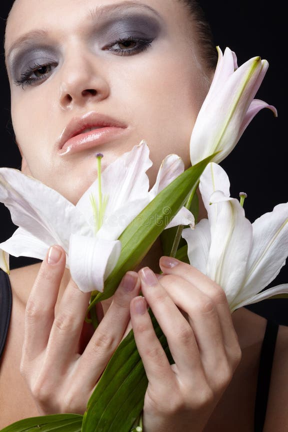 Model with flower stock photo. Image of beauty, female - 10311308