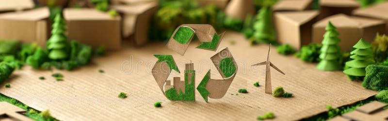 Model of a Forest Featuring Trees and Wind Turbines, Representing an ...