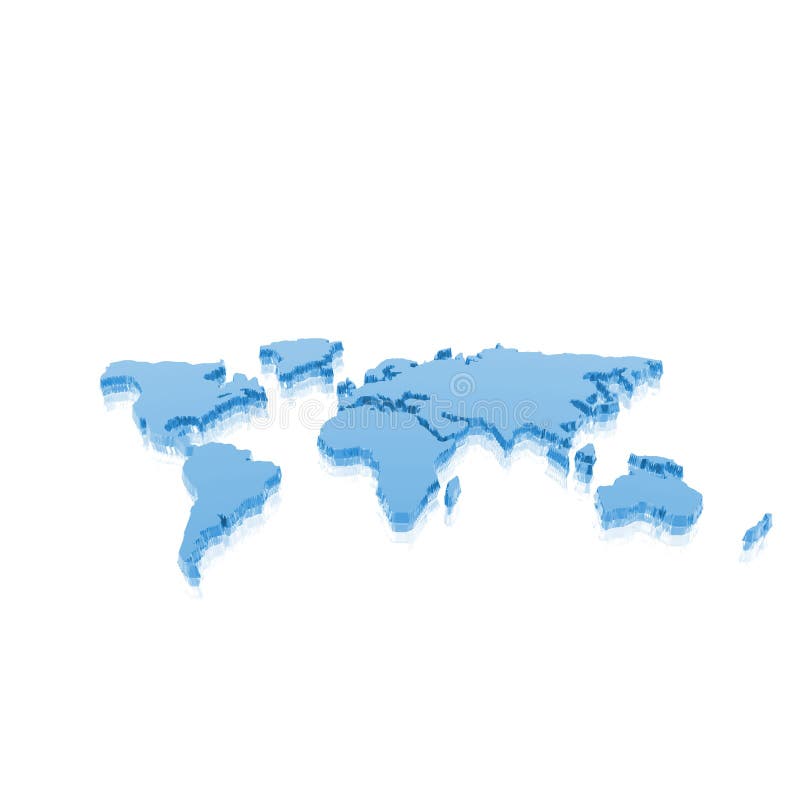 World Map in Blue Color on White Background. High Detail Blank ...