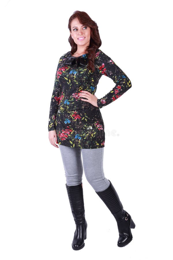 Model Girl with Boot Pose on White Stock Photo - Image of cook, health ...