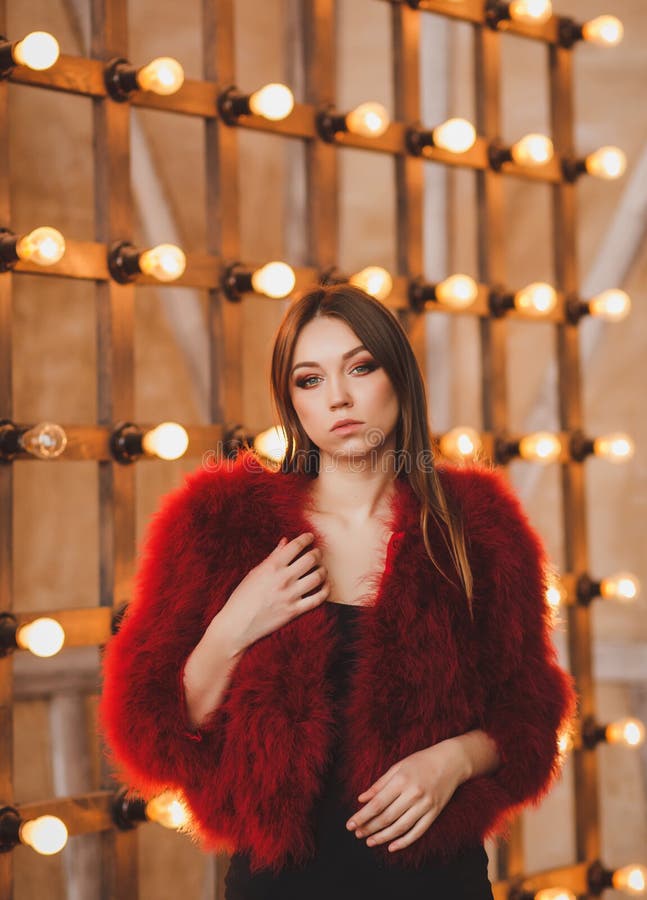 Model girl in fur coat stock image. Image of person, luxury - 88918963