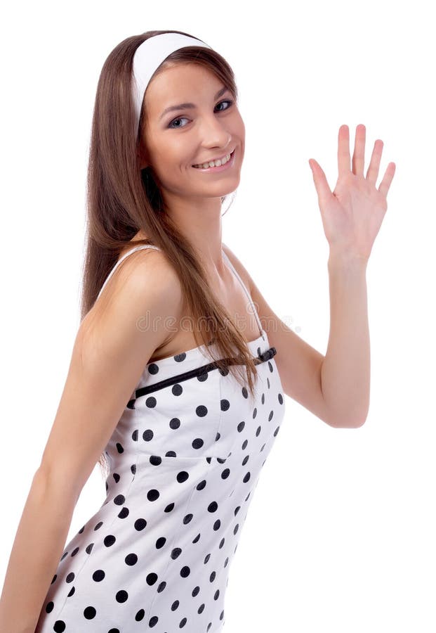 Model gives a wave stock photo. Image of beautiful, gesticulate - 12293646