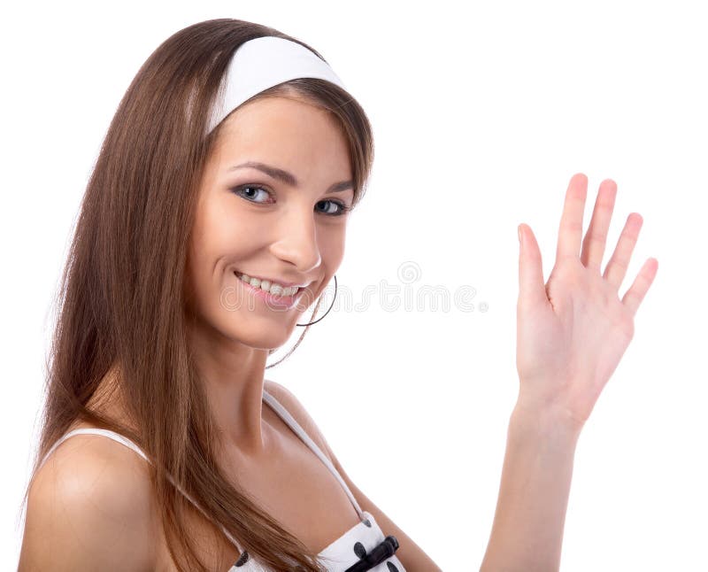 Model gives a wave stock photo. Image of emotion, haired - 12513906