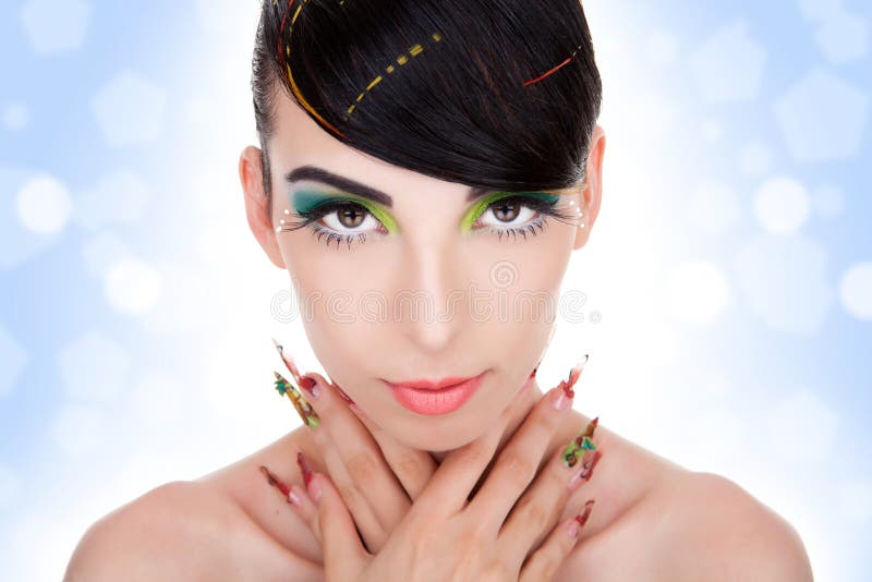 Model with Glamour Makeup, Fancy Nails Stock Photo - Image of makeup ...