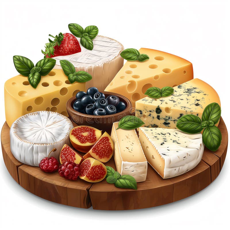 Model of a Gourmet Cheese Platter with an Array of Artisanal Cheeses ...