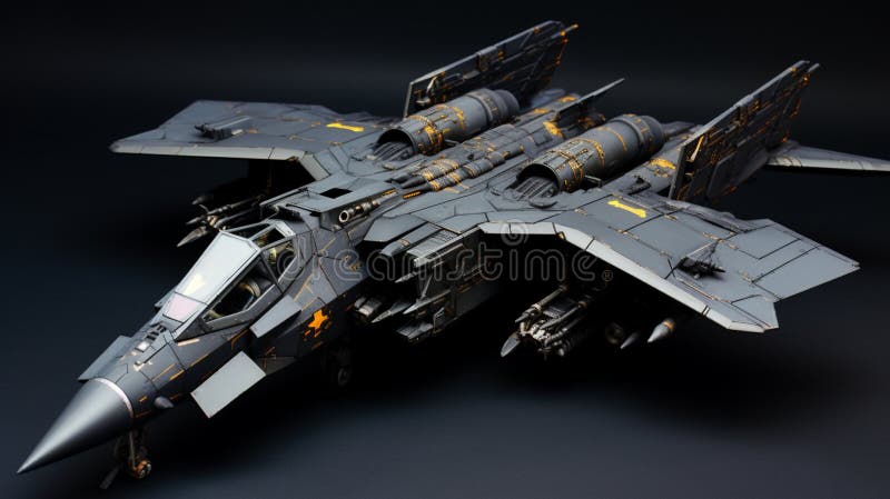Model Grey Miniature Fighter Jet Created on a 3d Printer, on Black ...
