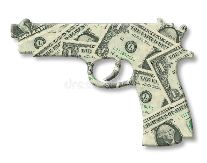 Model of a gun with money stock photo. Image of arms - 39495114