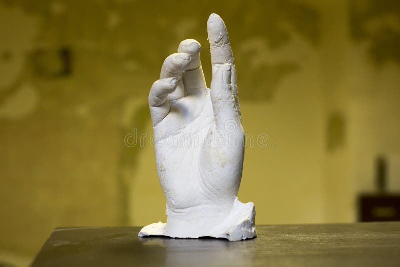 Model of hand plaster cast stock photo. Image of realistic - 256415620