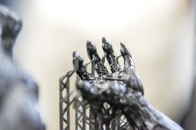 Model of Hand Printed 3D Printer from Black Rubber Close-up. Part ...