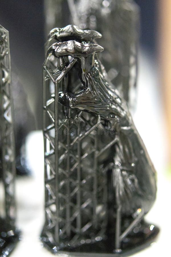Model of Hand Printed 3D Printer from Black Rubber Close-up. Part ...