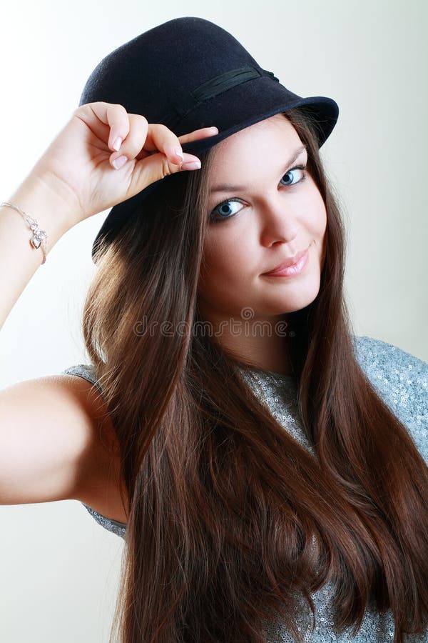 Model in hat stock image. Image of head, closeup, fashion - 34254467