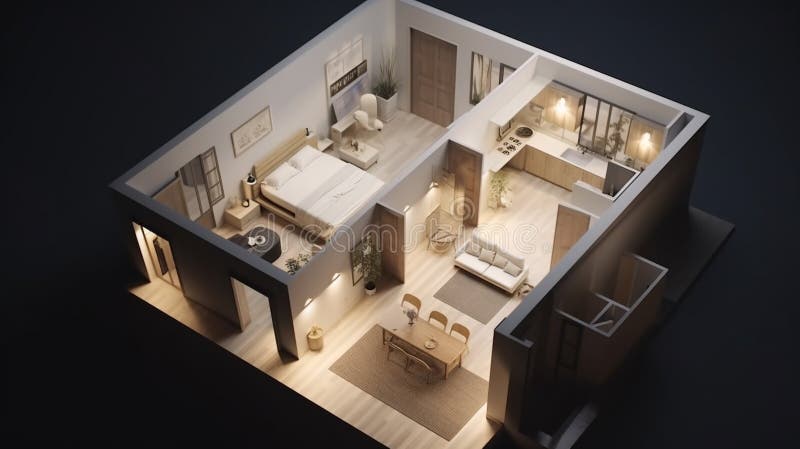 Model home. AI Generated stock illustration. Illustration of layout ...