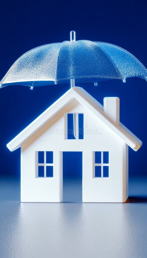 Model Home Under Umbrella, Protection, Insurance, and Minimalist Home ...