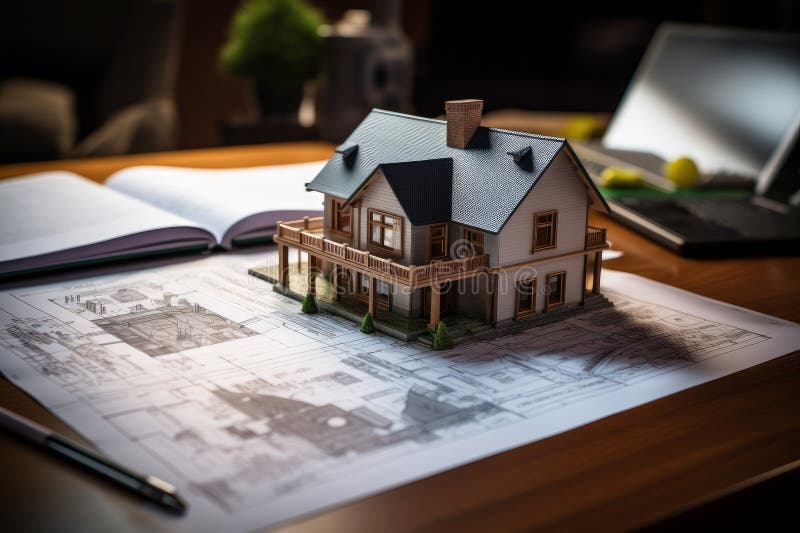 The Model of the House on the Architectural Plan, Construction Drawing ...