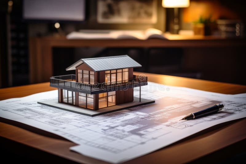 The Model of the House on the Architectural Plan, Construction Drawing ...