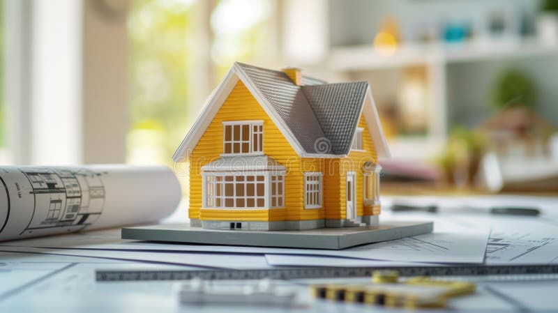The Model House on Blueprints. AI Generated Stock Illustration ...
