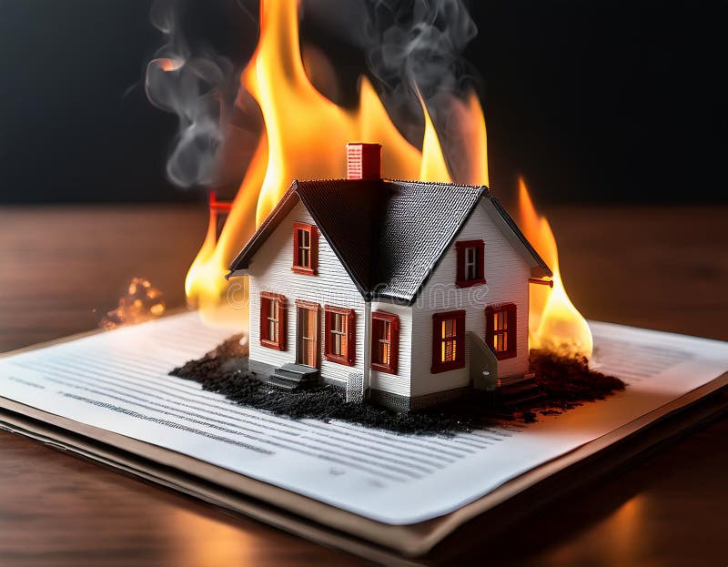 Model House Burning on Top of Contract with Fire Growing Higher Stock ...