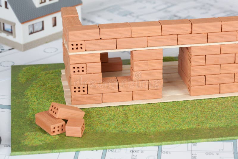 Model House Construction with Brick Stock Image - Image of building ...
