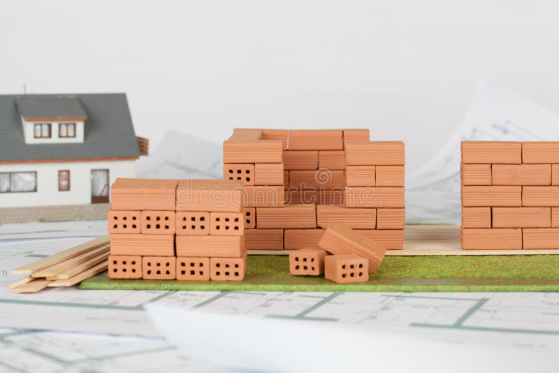 Model House Construction with Brick Stock Photo - Image of model ...