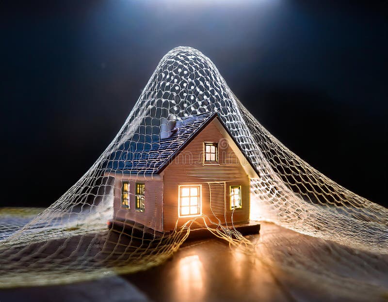 Model House Covered with Net Representing Home Security System Stock ...