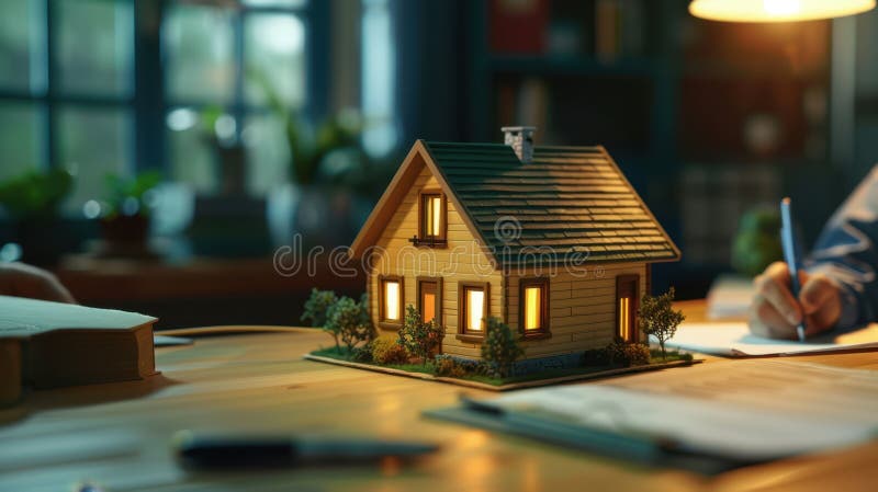 The Model House on Desk. AI Generated Stock Photo - Image of house ...
