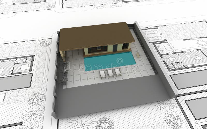 Model of the House on the Drawing Stock Illustration - Illustration of ...